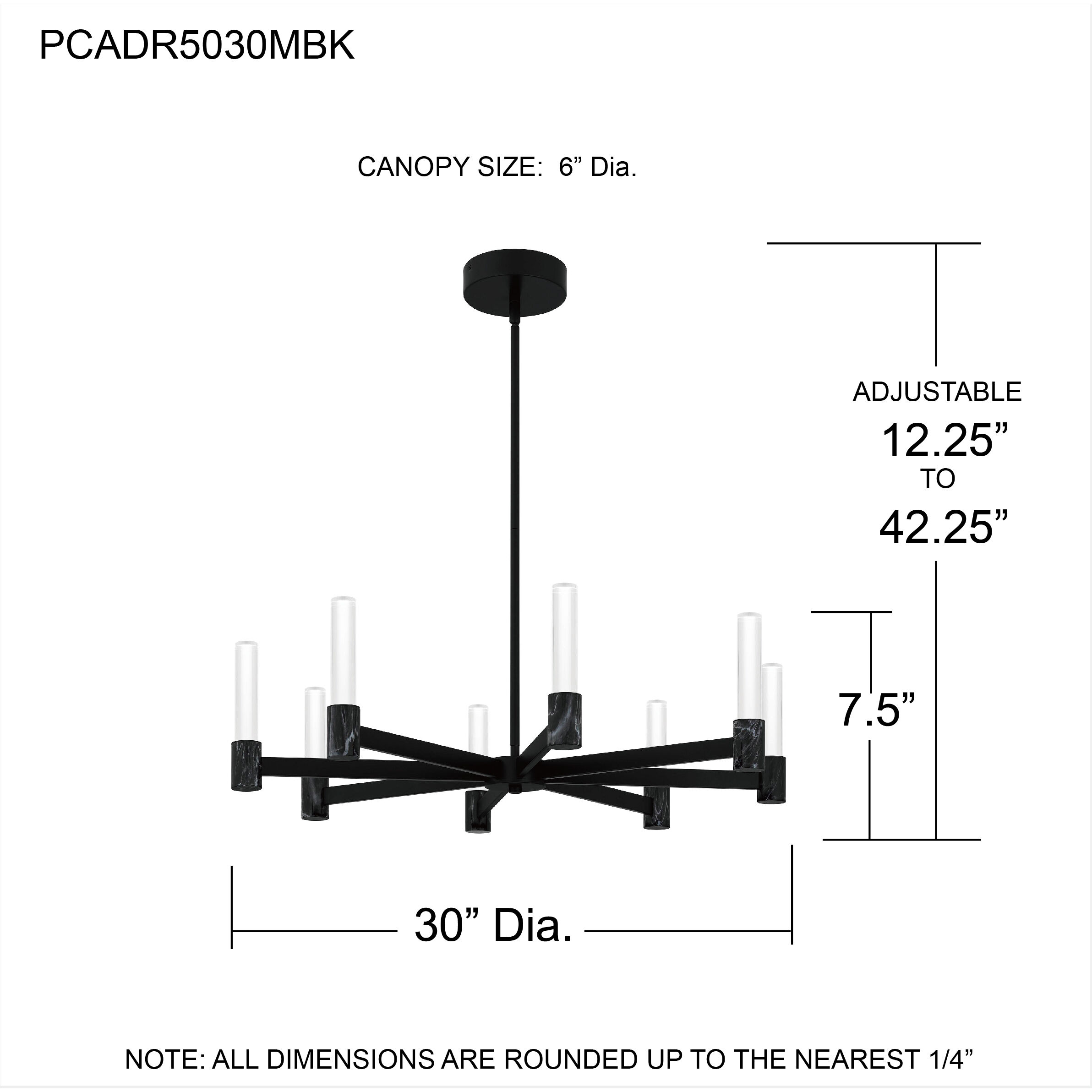 Quoizel PCADR5030MBK Adler 30 inch Matte Black Chandelier Ceiling Light