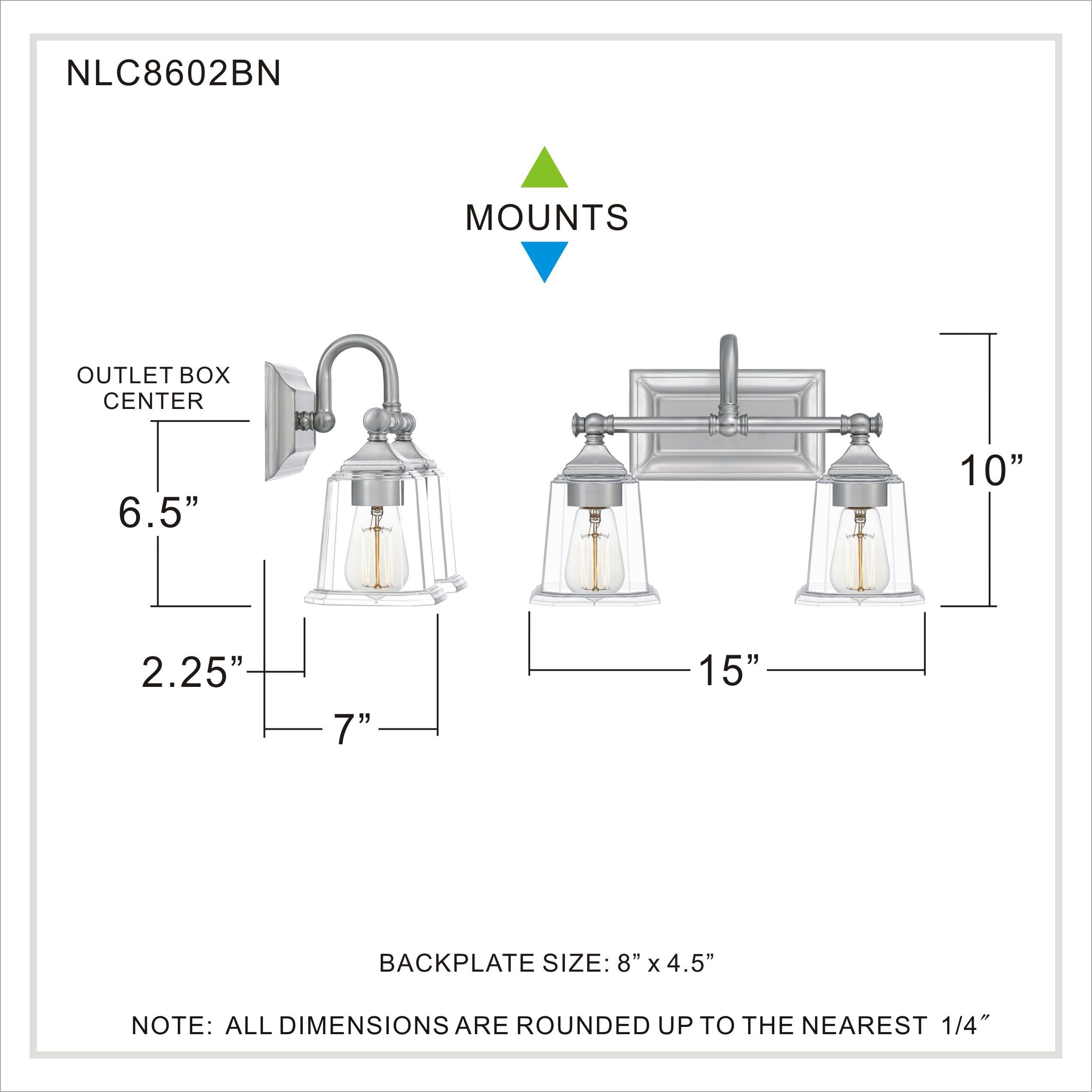 Quoizel NLC8602BN Nicholas 2 Light 15 inch Brushed Nickel Bath Light ...