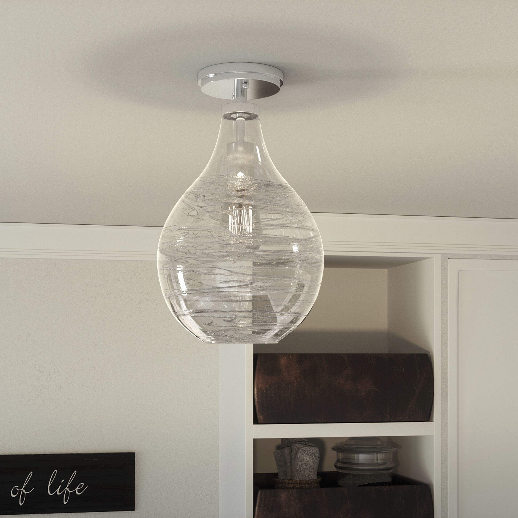 Quoizel QSF4019C Genie 1 Light 9 inch Polished Chrome Semi-Flush Mount ...