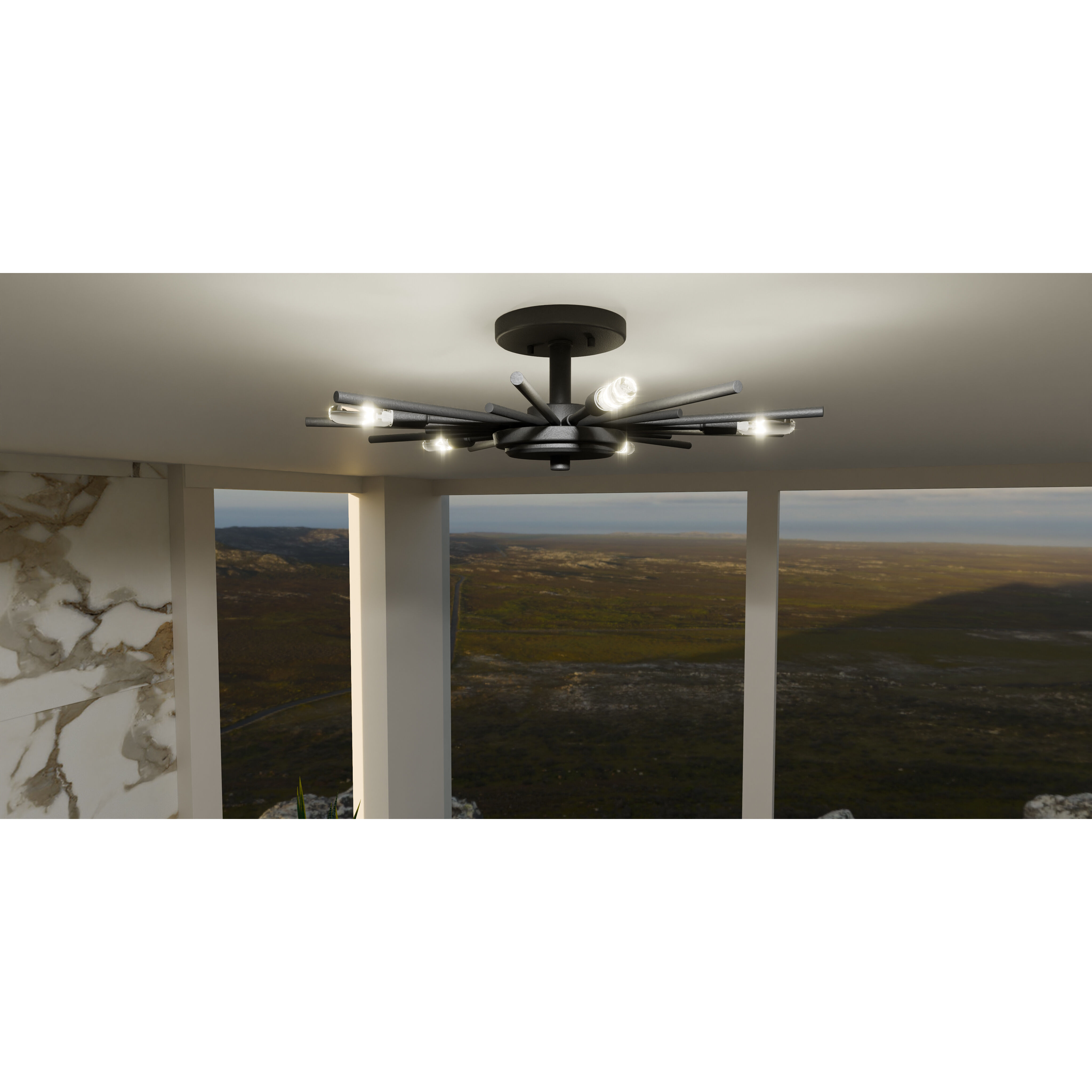 Quoizel QSF6158MBK Mesquite 5 Light 22 inch Matte Black Semi-Flush ...